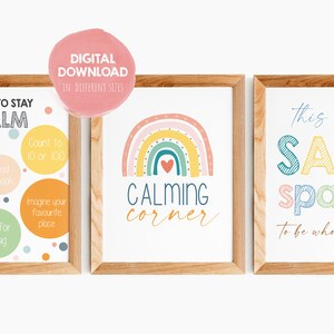 Set of 3 - Calming Corner - Feelings Chart - Feelings Print ...
