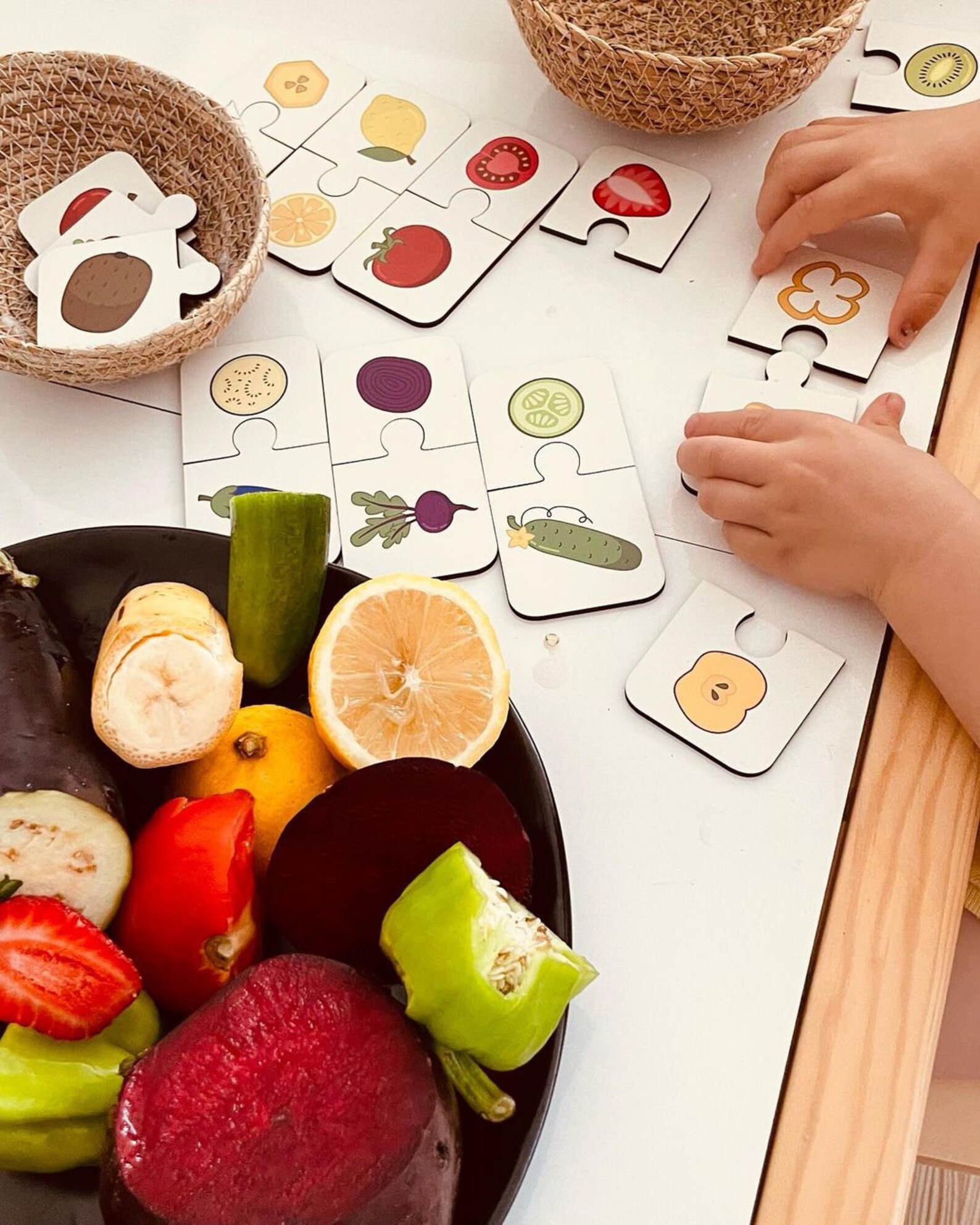 Wooden Fruits and Vegetables Puzzle 2 Piece Jigsaw - Etsy