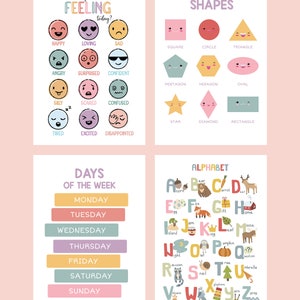 Set of 12 educational Posters Set for Playroom Emotions Poster ...