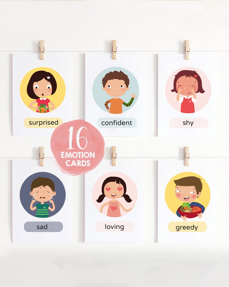 Emotions Flashcards Montessori Feelings Chart Feelings - Etsy