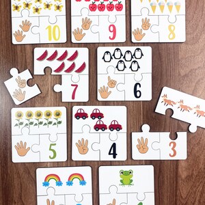 Wooden Puzzle Learning Numbers - 3 Piece Jigsaw Puzzle - Montessori ...