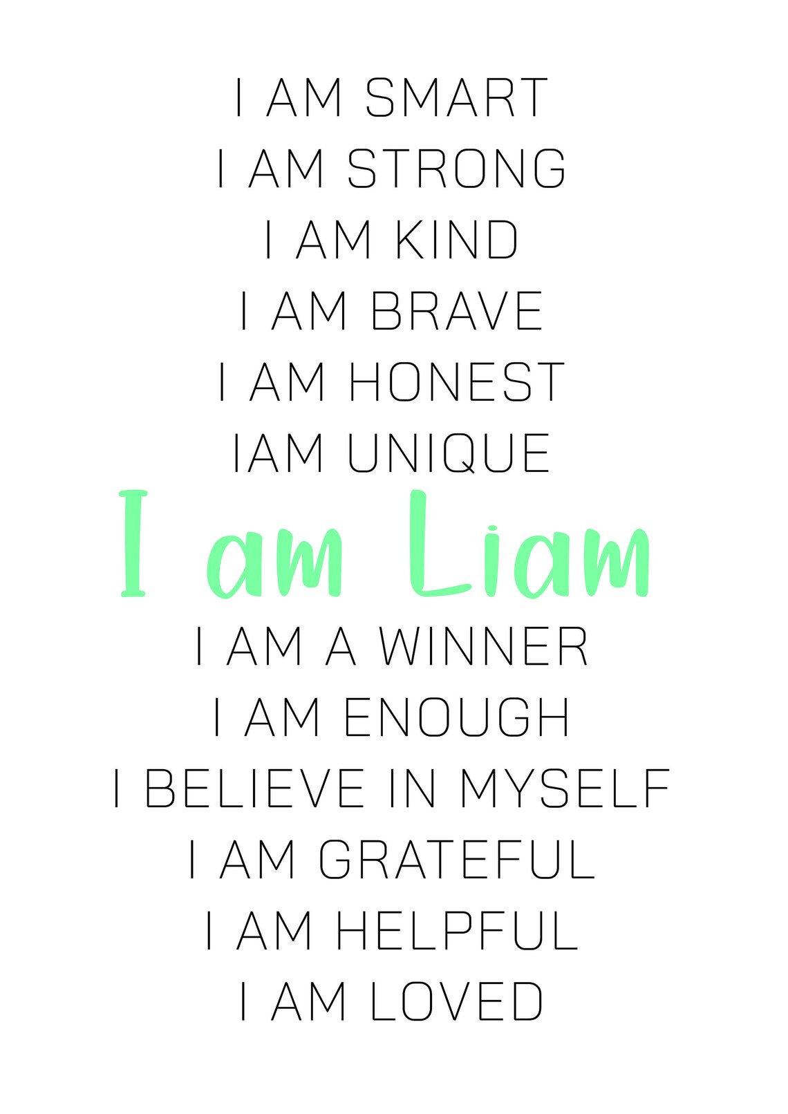 Custom Name Affirmations Poster for Kids Mindfulness- Emotions Poster ...