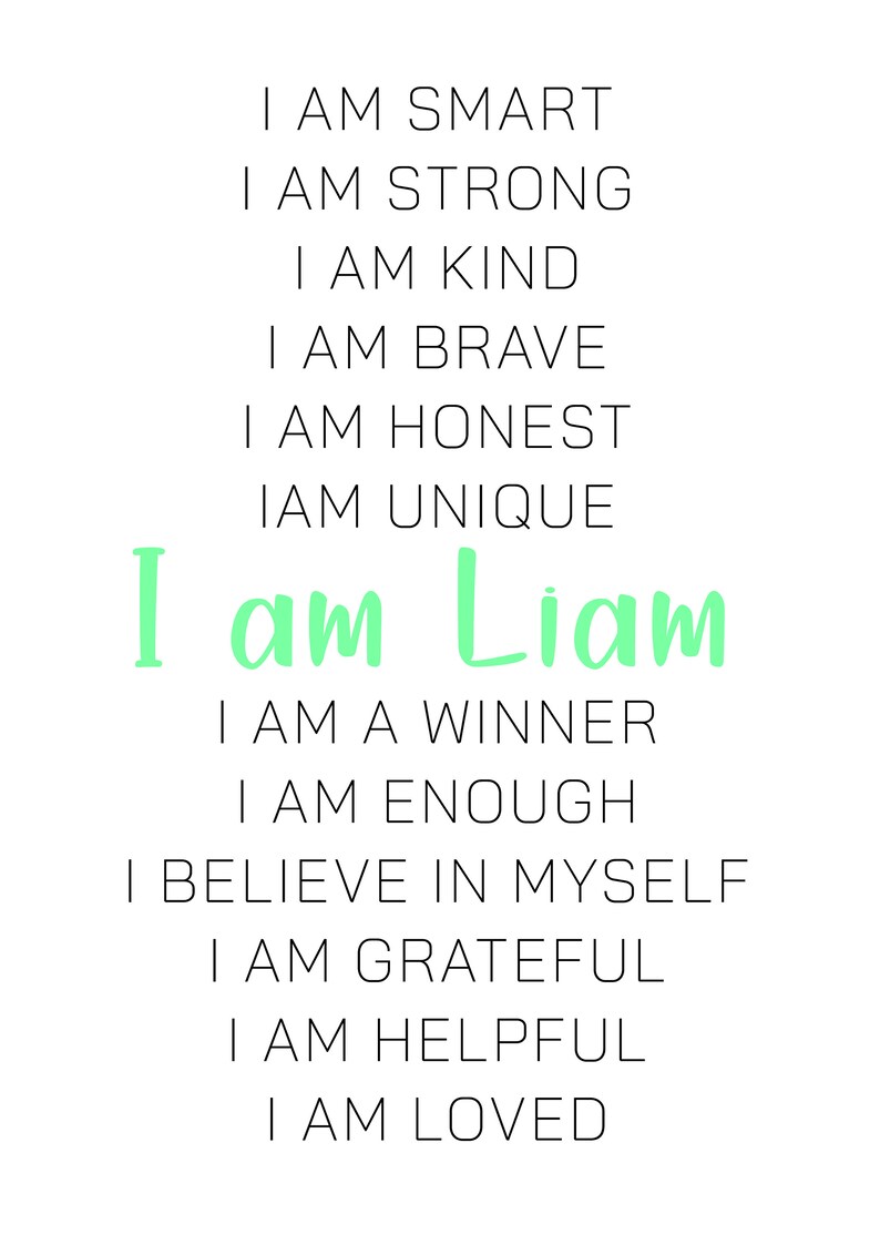 Custom Name Affirmations Poster for Kids Mindfulness- Emotions Poster ...