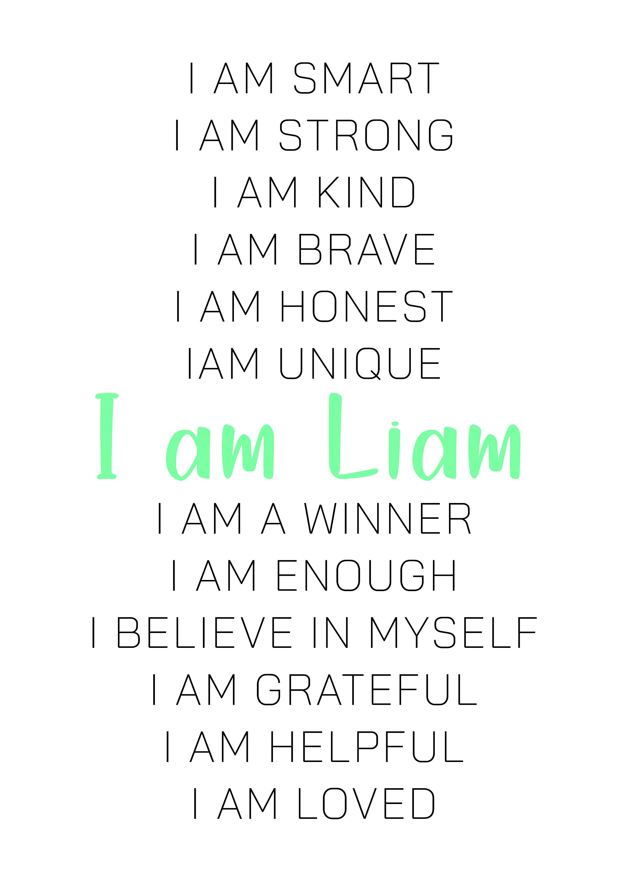 Custom Name Affirmations Poster for Kids Mindfulness- Emotions Poster ...