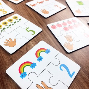 Wooden Puzzle Learning Numbers - 3 Piece Jigsaw Puzzle - Montessori ...