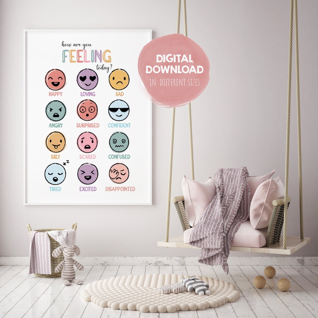 Emotion Chart Poster for Kids Classroom Print Homeschool Anf Back to ...