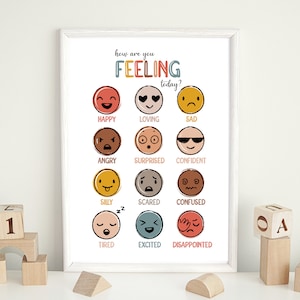 Emotion Chart Poster for Kids - Classroom Print Homeschool and Back to ...
