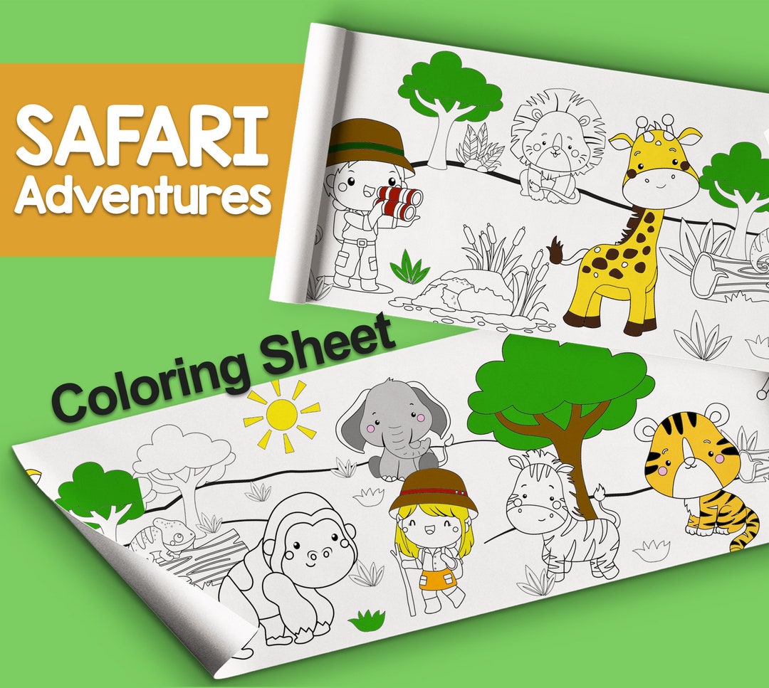 Giant Coloring Scroll for Kids Jungle Safari Themed Kids Coloring ...