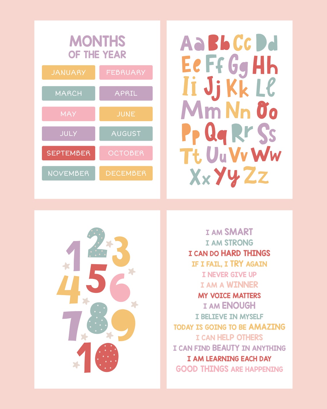 Set of 12 educational Posters Set for Playroom Emotions - Etsy