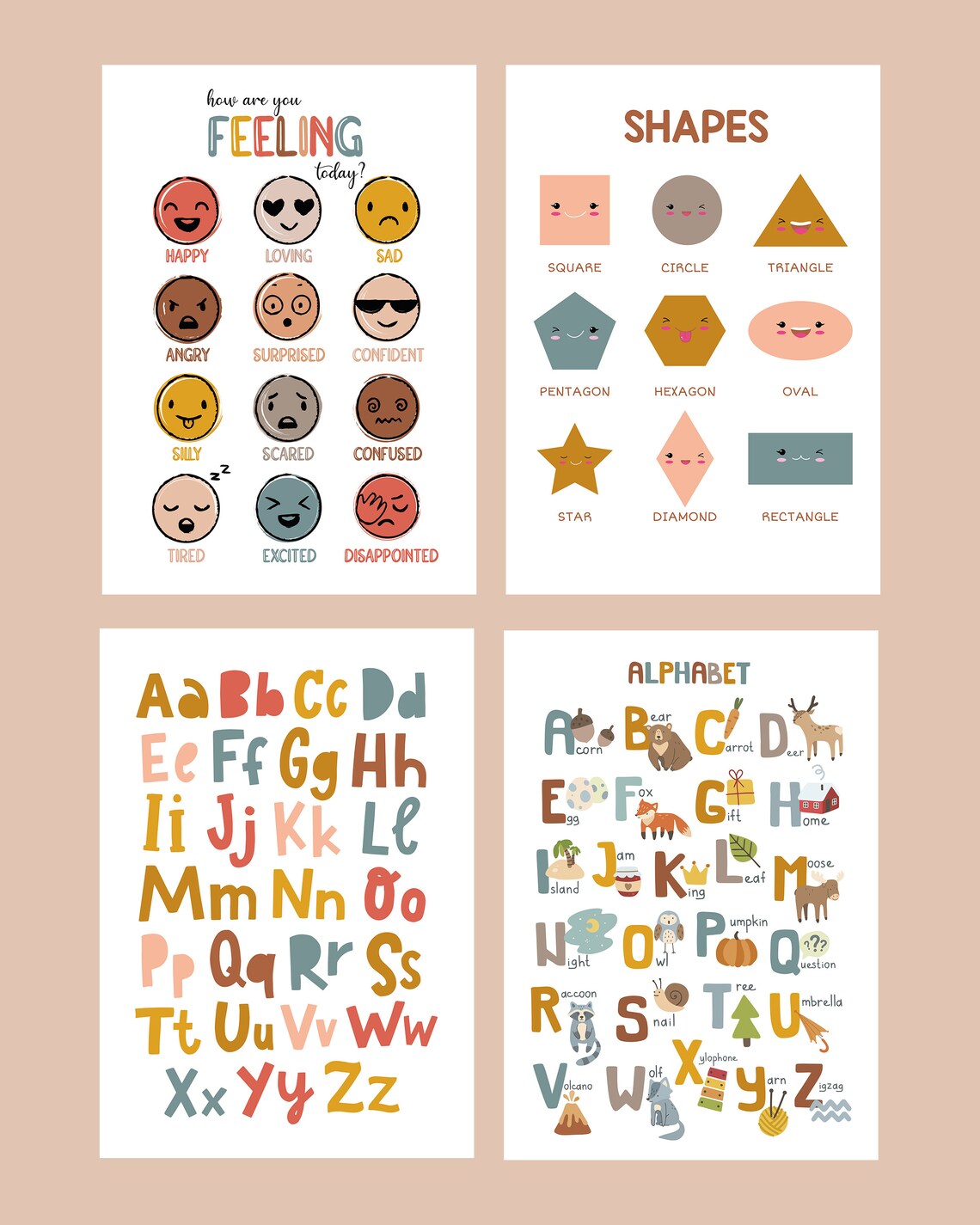 Set of 12 educational Posters Set for Playroom Classroom - Etsy