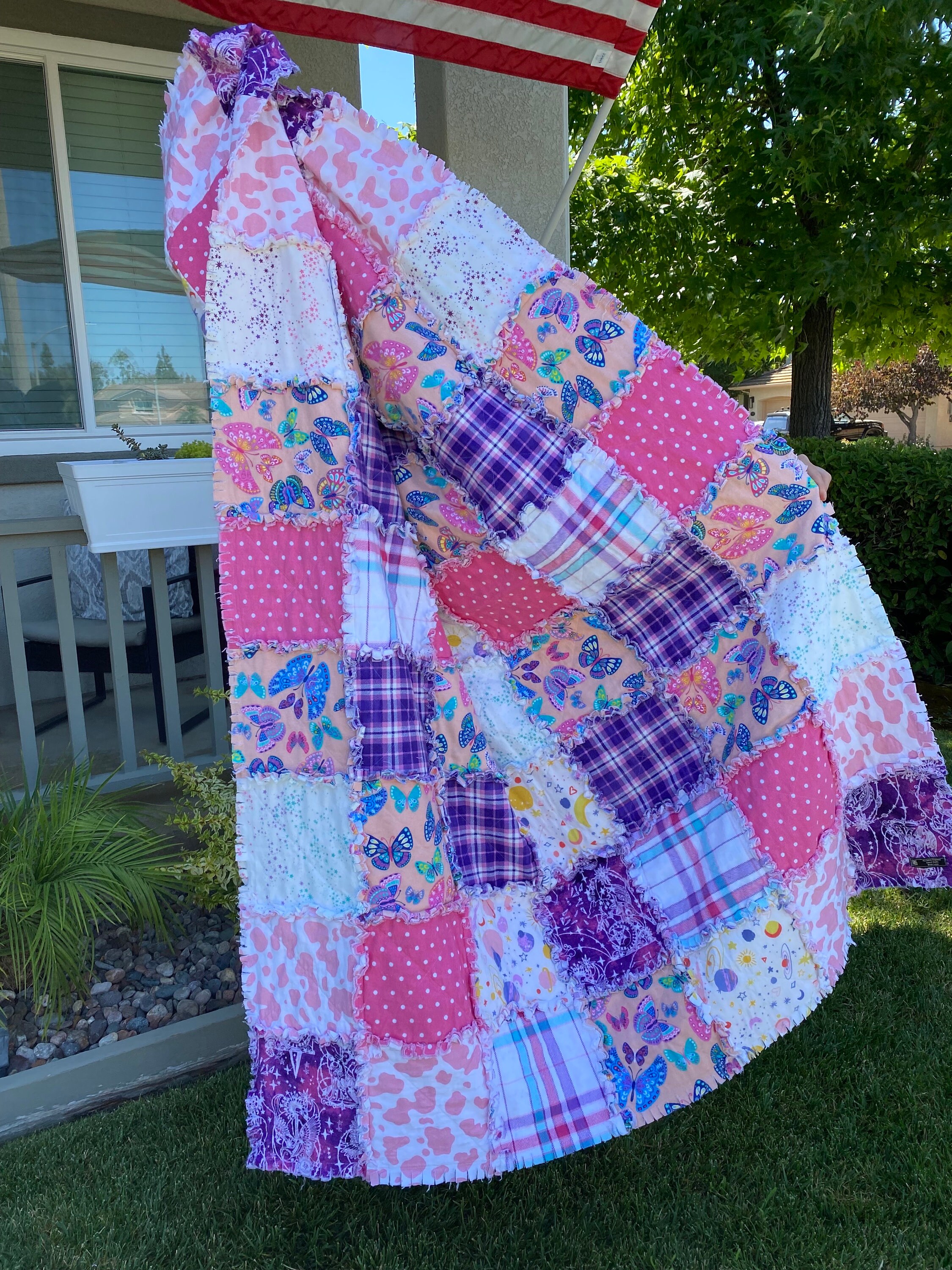 Planet Butterfly Cotton Rag Quilt Blanket Cow, Stars and Celestial ...