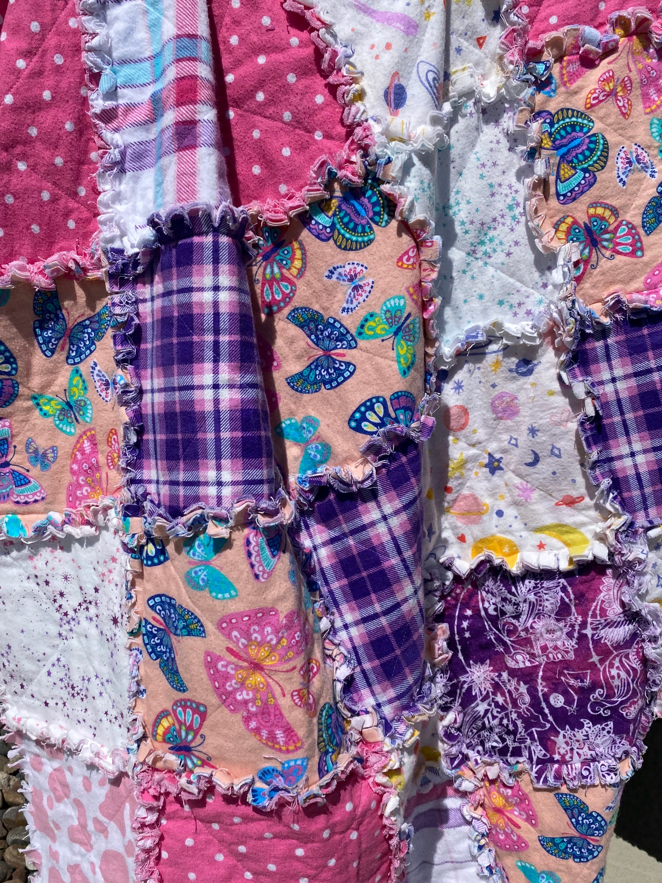 Planet Butterfly Cotton Rag Quilt Blanket Cow, Stars and Celestial ...