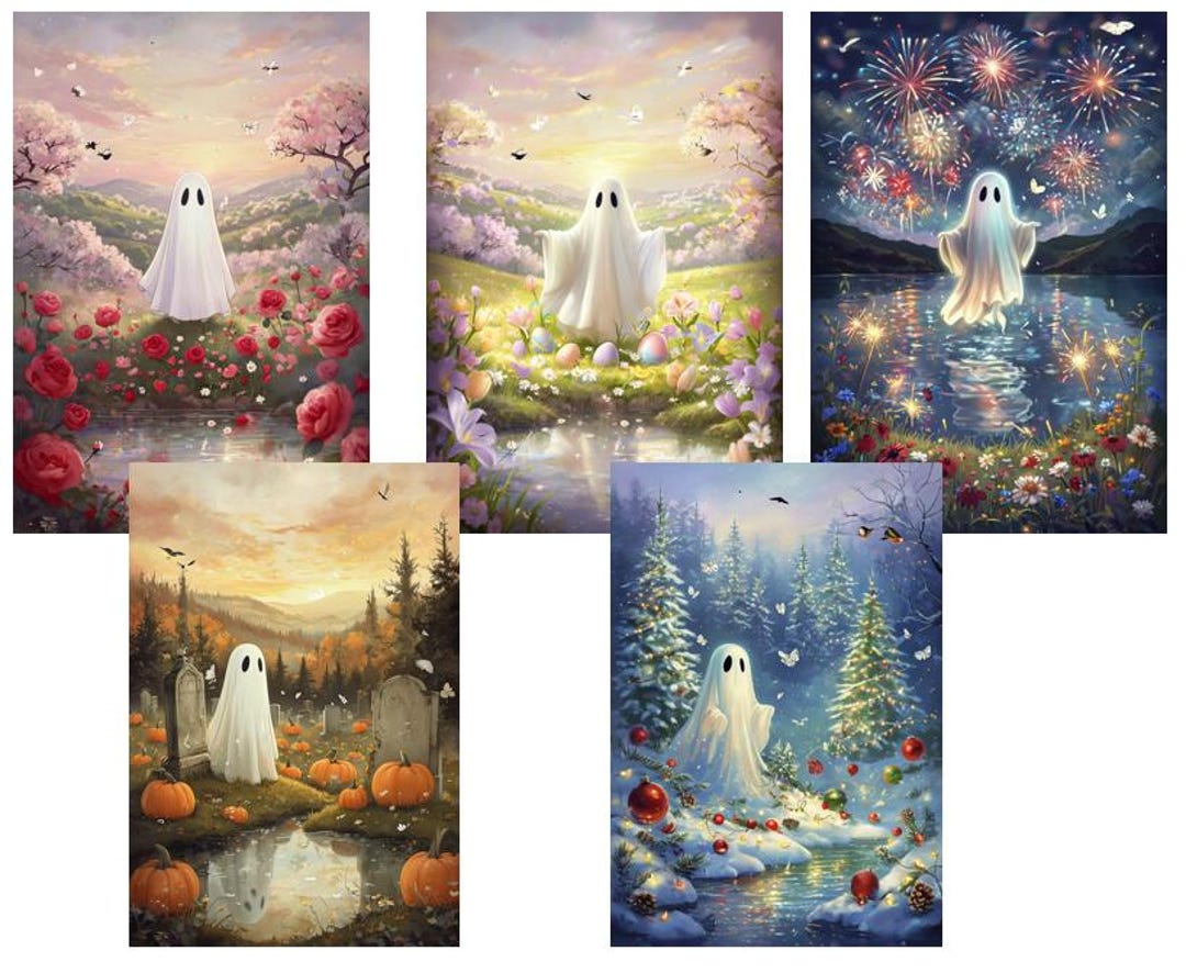 Ghost Through the Seasons, Creepy and Cute, Posters, Digital ...