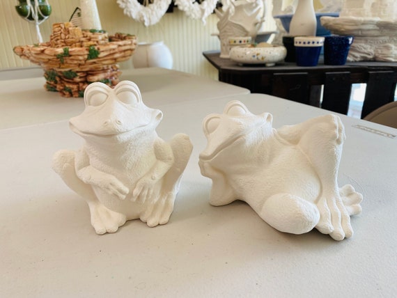 Ceramic garden frogs set of 2 6 | Etsy