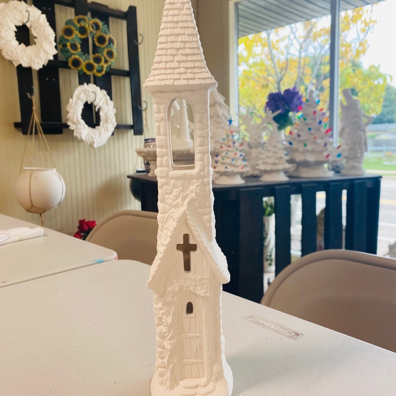 Lighted Ceramic Church - Etsy