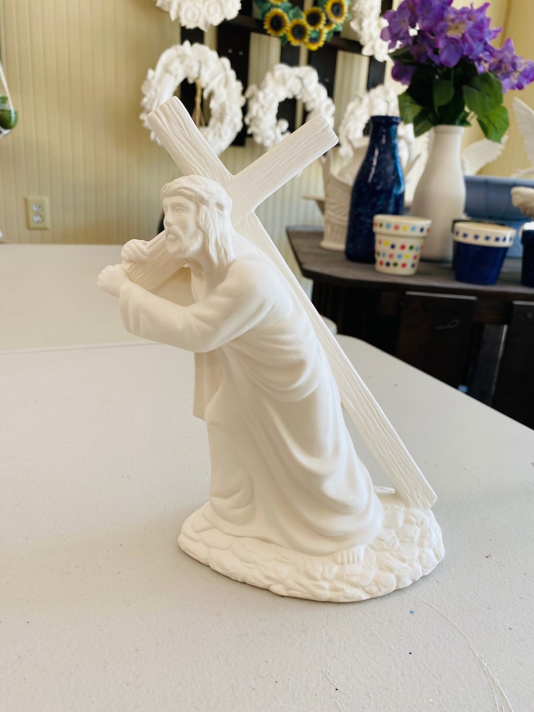 Ceramic Jesus With Cross, 9” Ready to Paint Bisque - Etsy