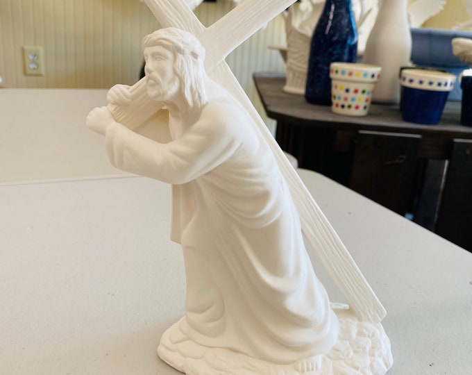 Ceramic Jesus With Cross, 9 Ready to Paint Bisque - Etsy