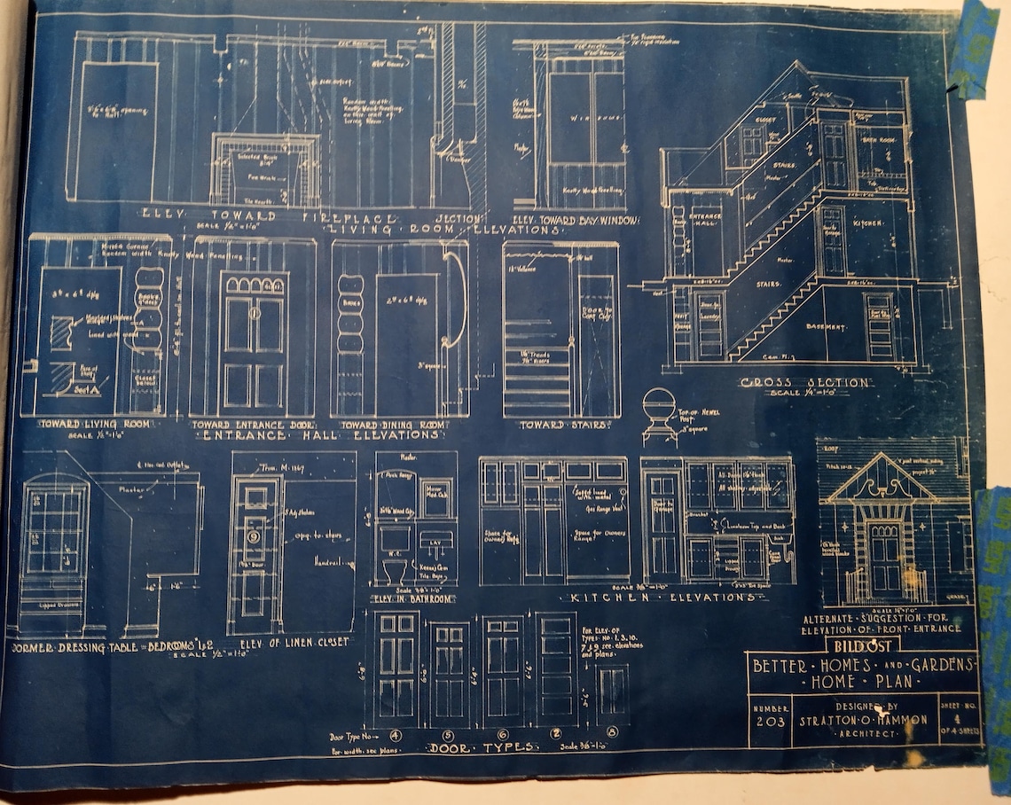 Vintage 1937 Better Homes Bildcost Plan Book Blueprints 702 Stratton ...