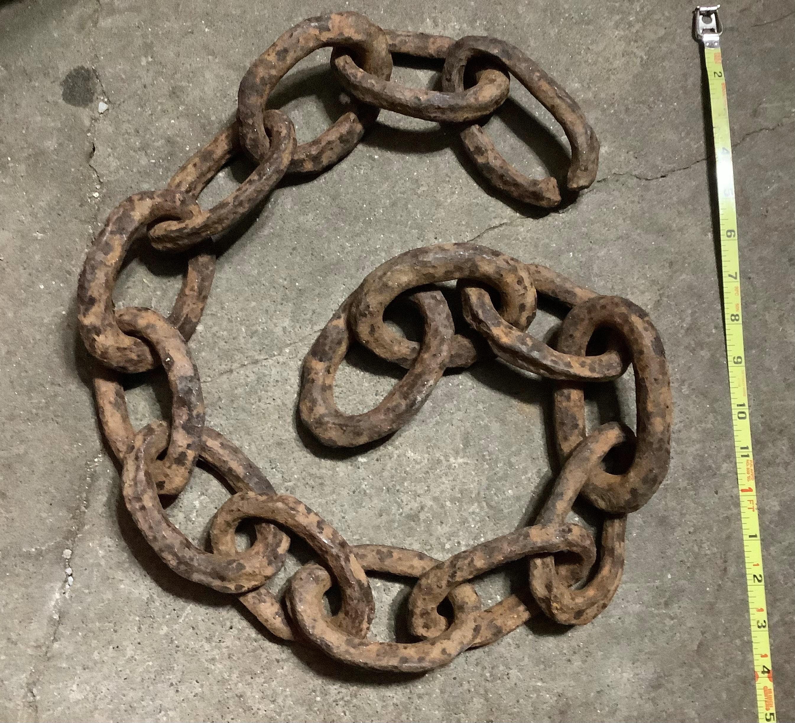 Antique Large Hand Forged Rusty Steampunk Farm Barn Chain Length 4 ...