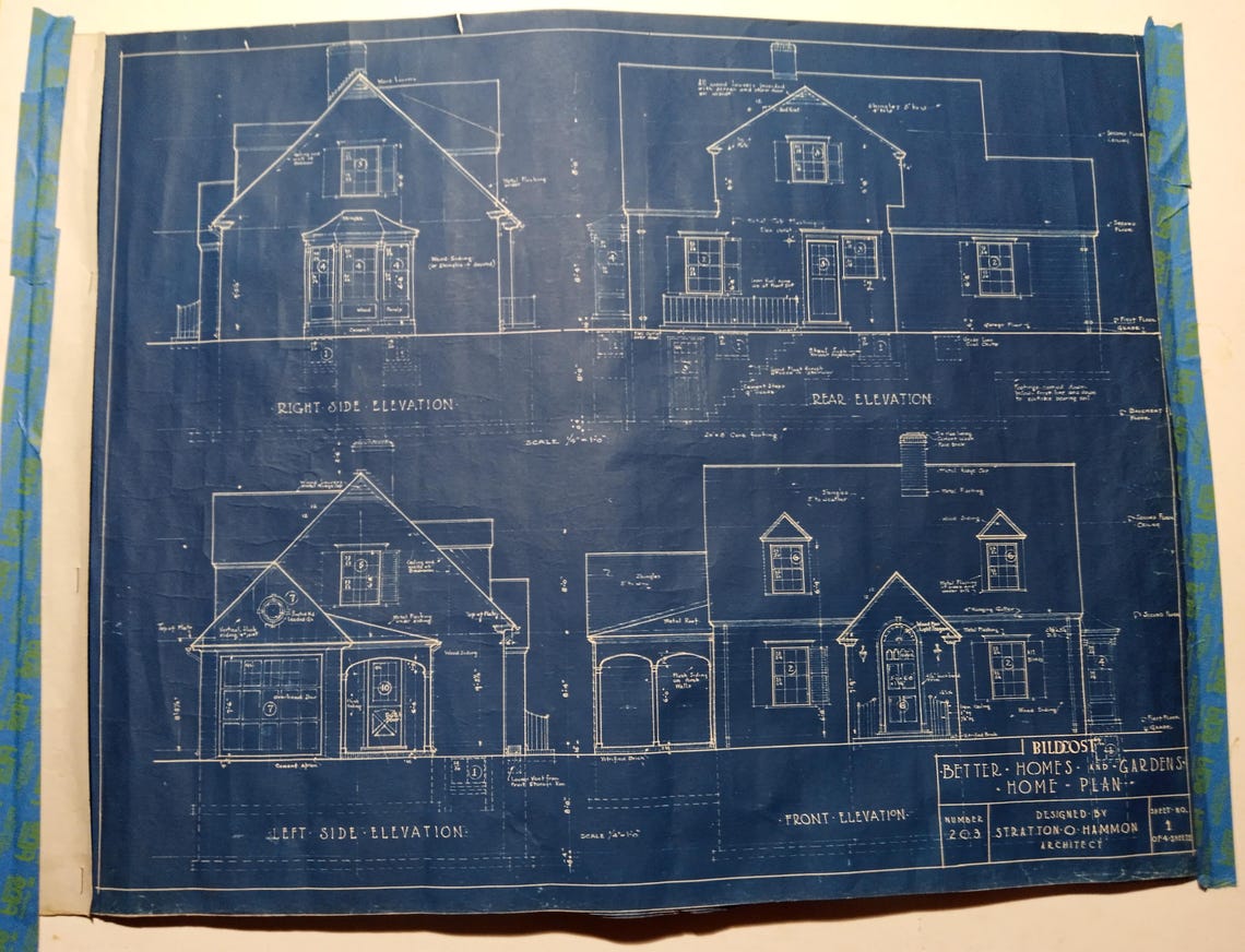 Vintage 1937 Better Homes Bildcost Plan Book Blueprints 702 Stratton ...