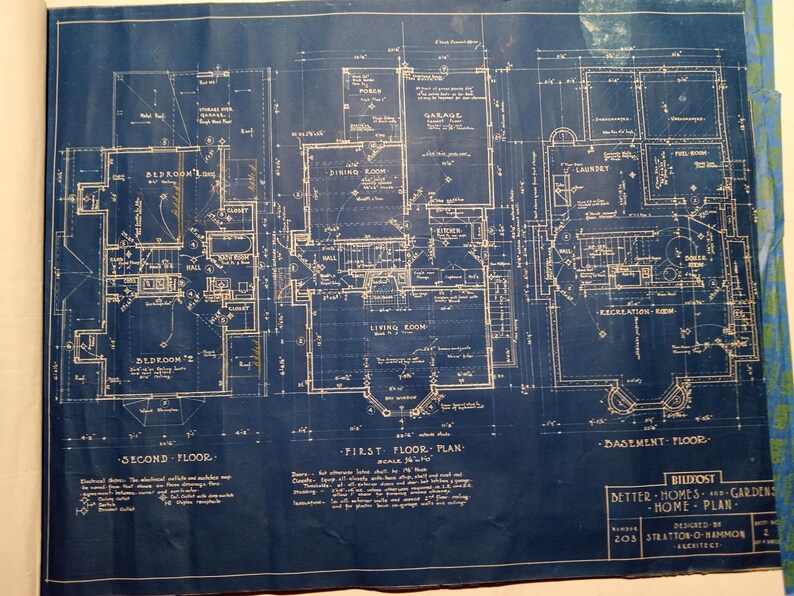 Vintage 1937 Better Homes Bildcost Plan Book Blueprints 702 Stratton ...