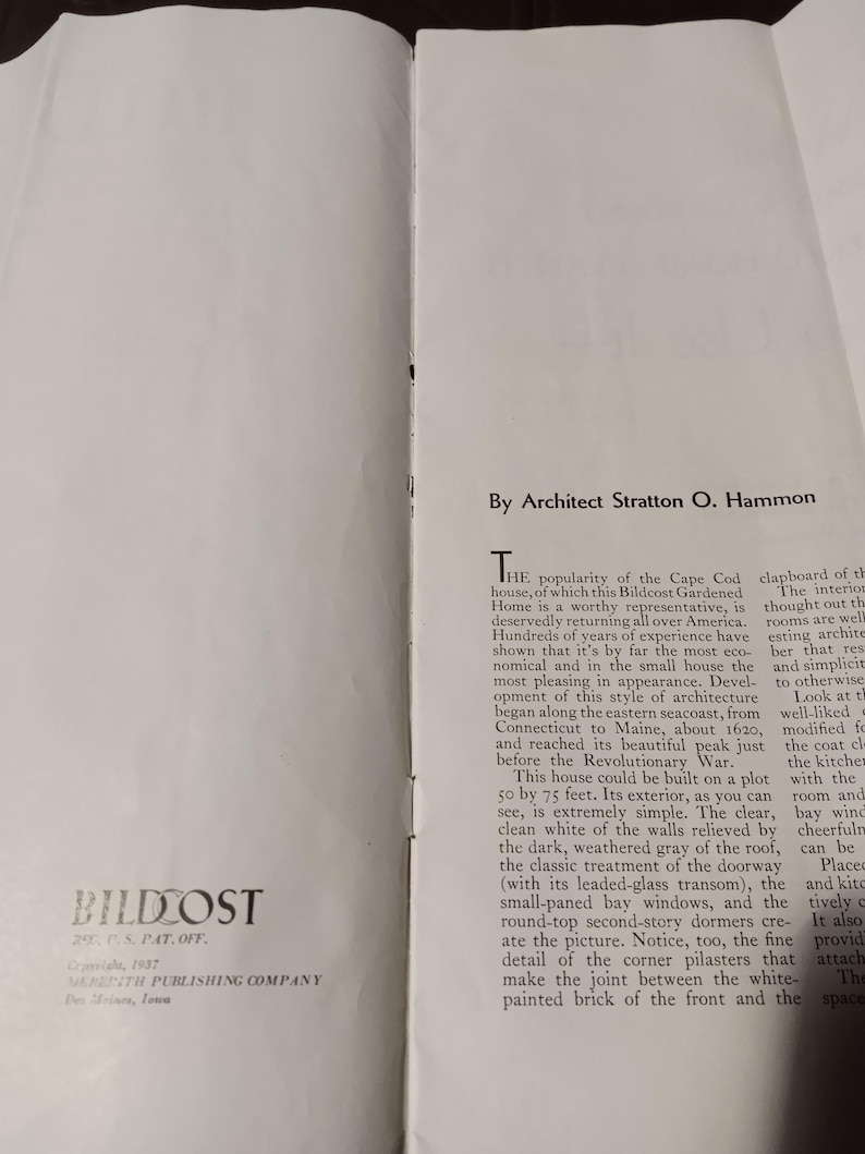 Vintage 1937 Better Homes Bildcost Plan Book Blueprints 702 Stratton ...