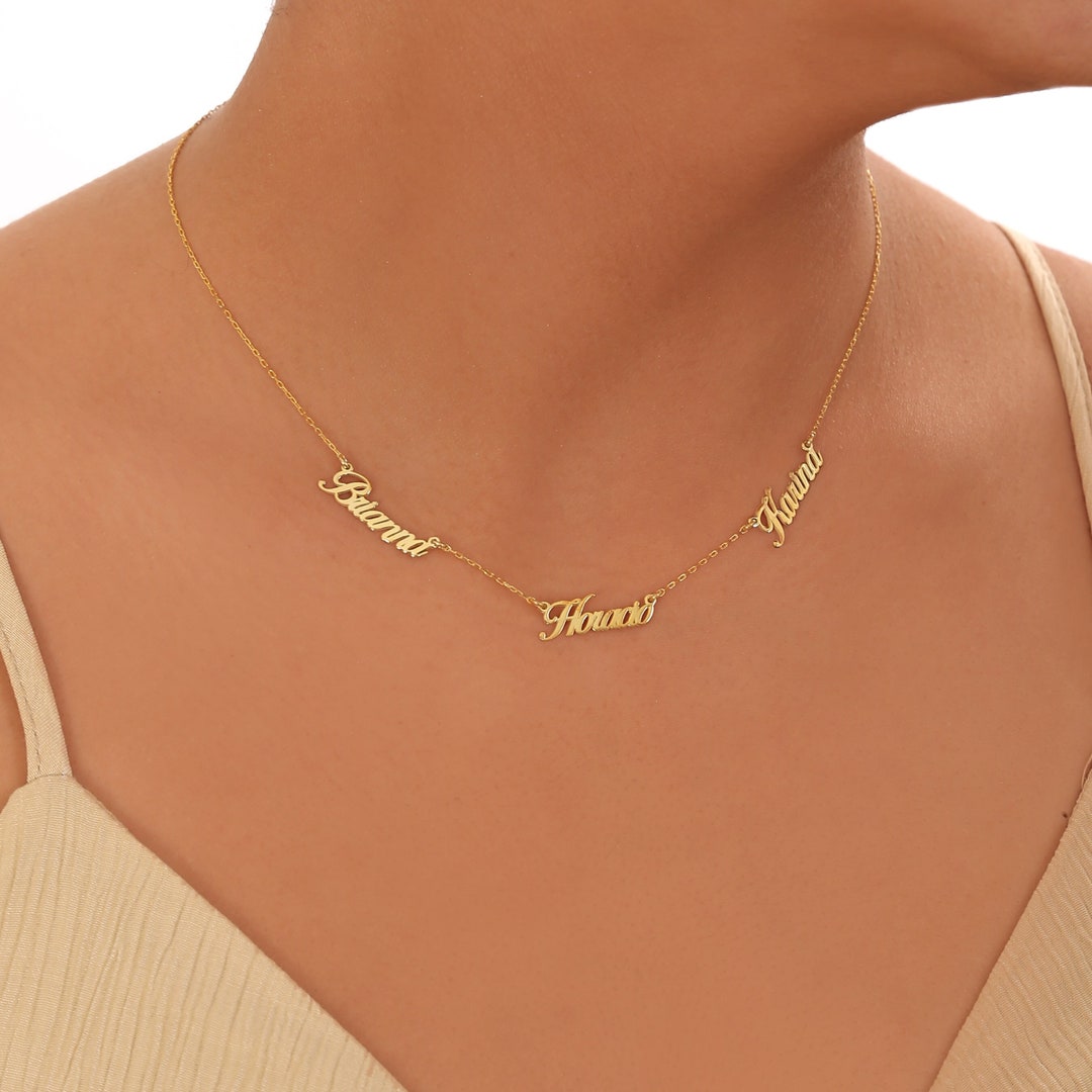 Gold Personalized Multiple Name Necklace-two Name Necklace - Etsy Australia