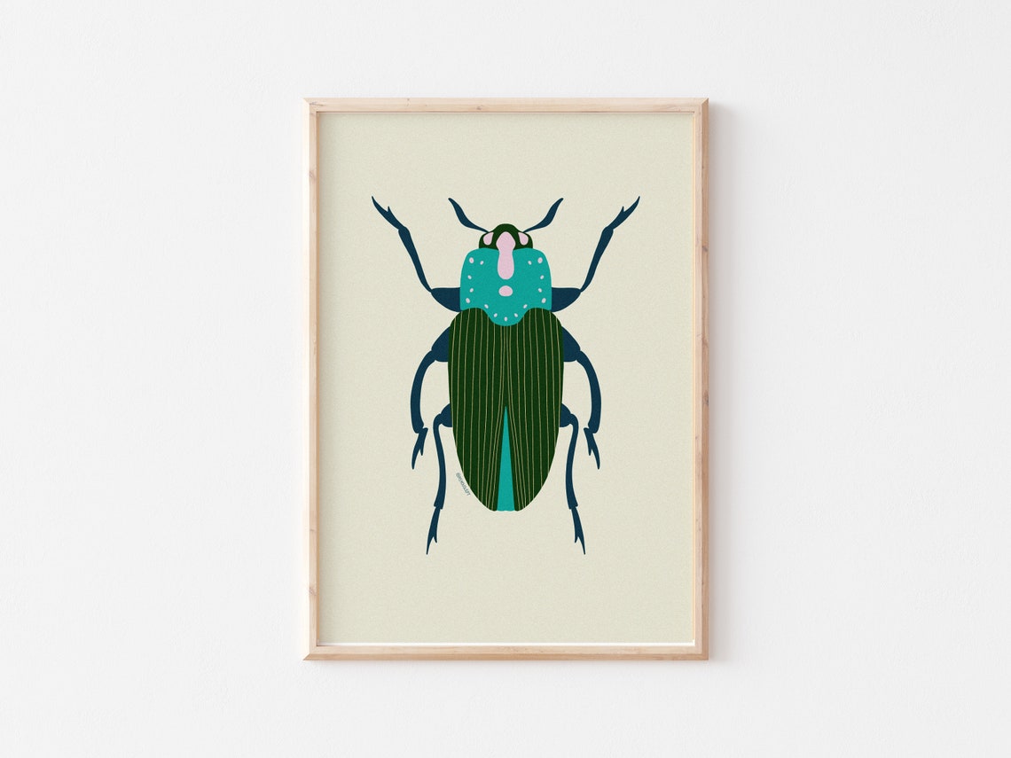 Bold Beetle Illustration Print Pick Your Own Set of 3, A5,A4, Insect ...