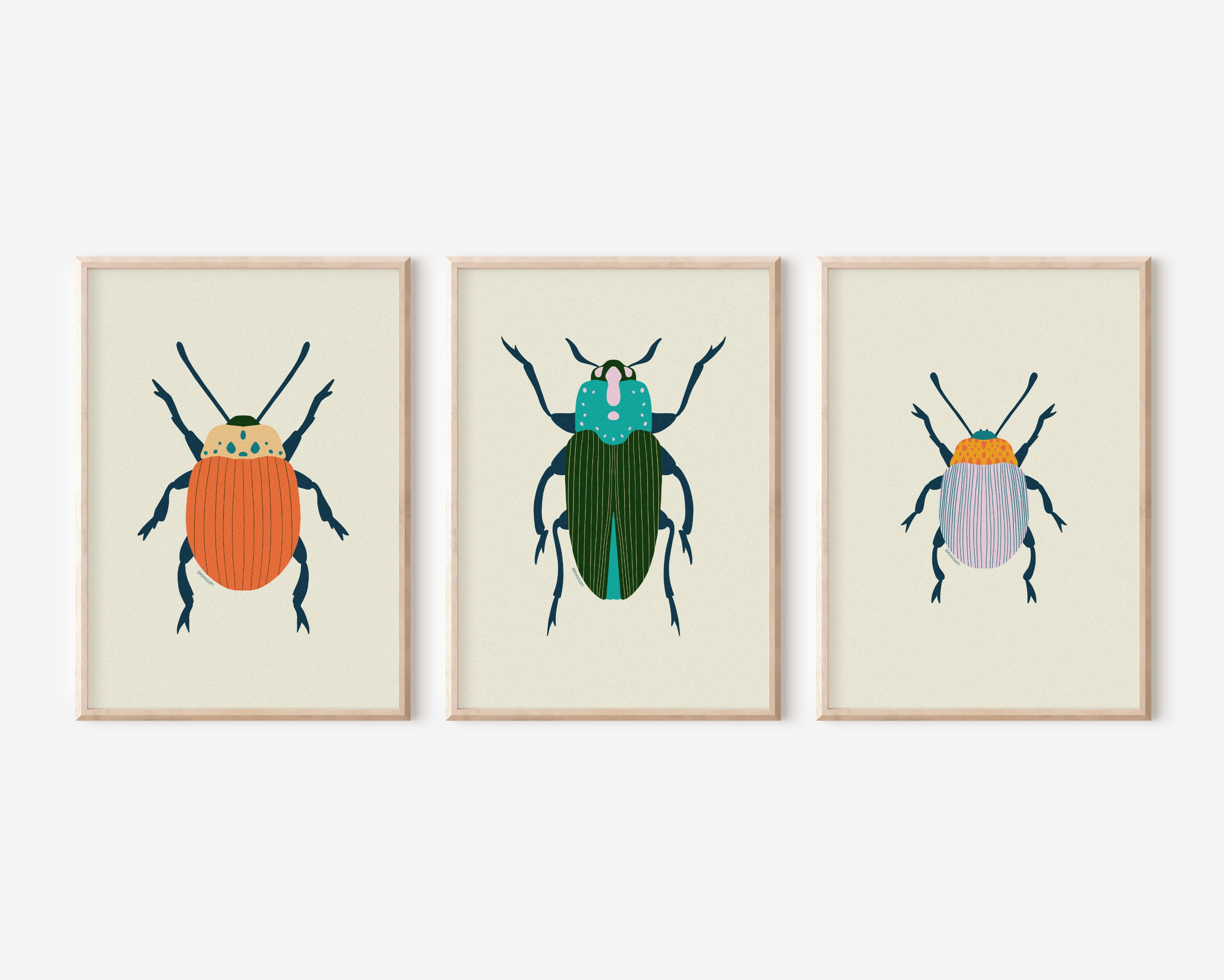 Bold Beetle Illustration Print Pick Your Own Set of 3, A5,A4, Insect ...