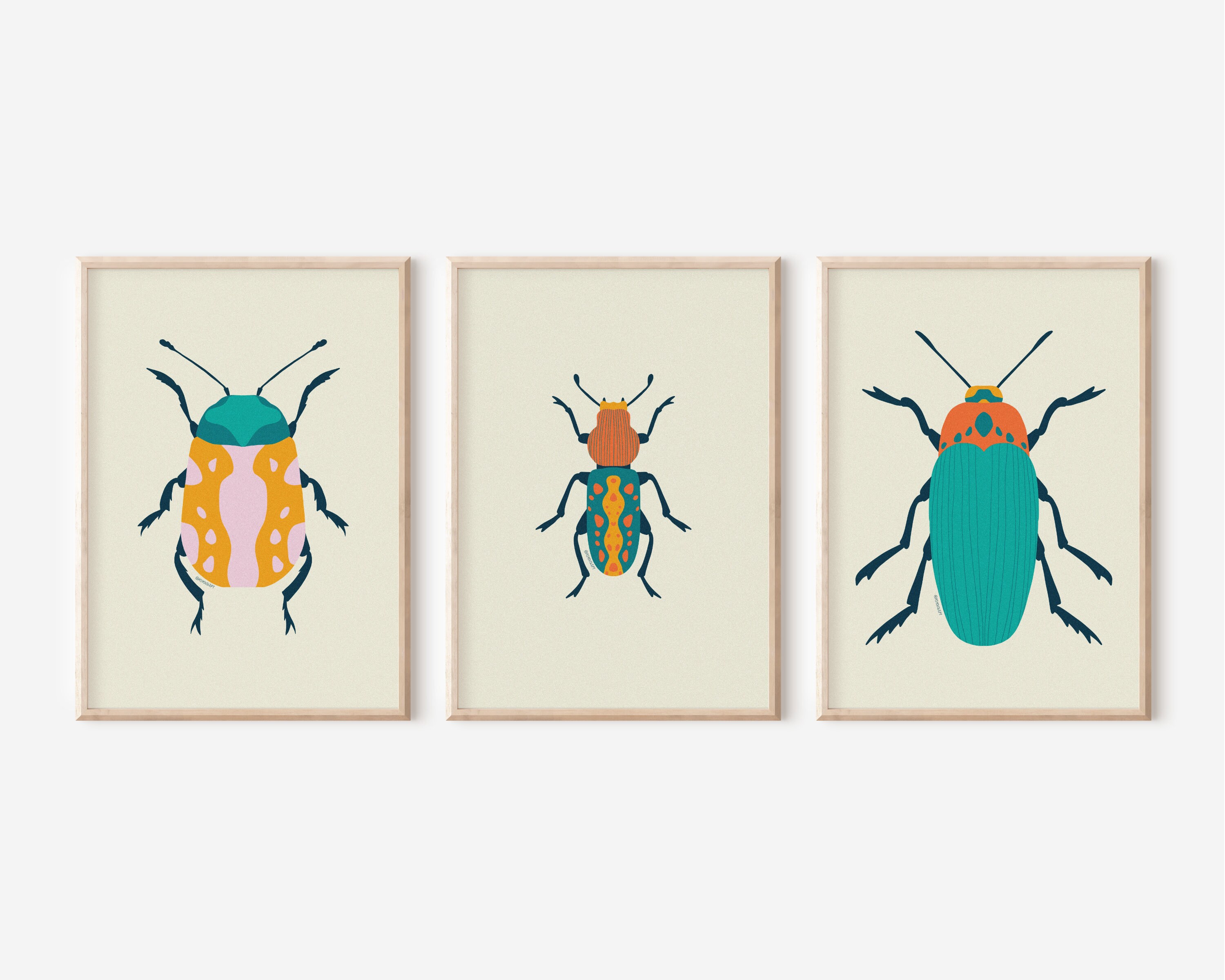 Bold Beetle Illustration Print Pick Your Own Set of 3, A5,A4, Insect ...