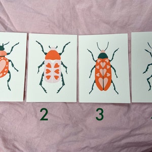 Love Bug Beetle Illustration Mini Print (A6) Postcard, Valentines ...