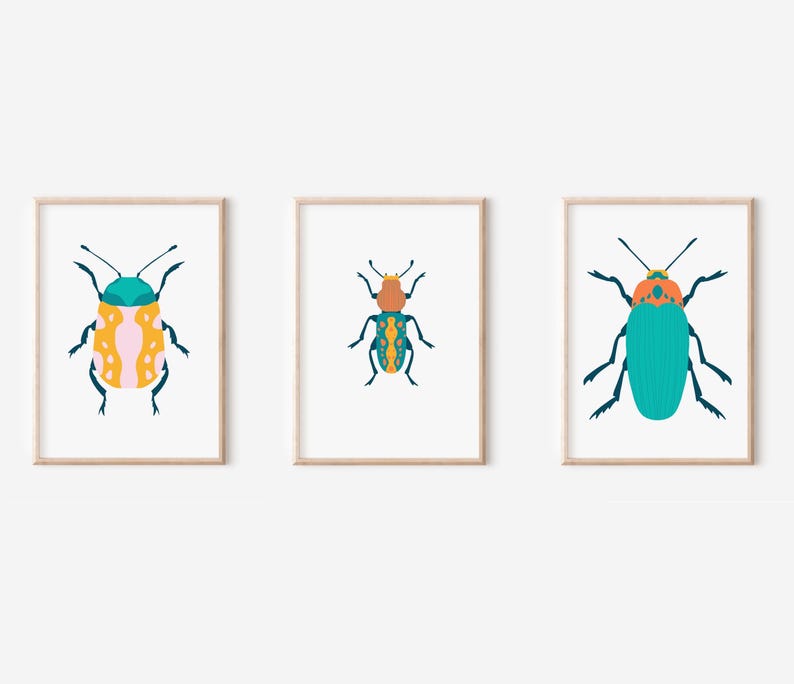 Bold Beetle Illustration Print Pick Your Own Set of 3, A5,A4, Insect ...