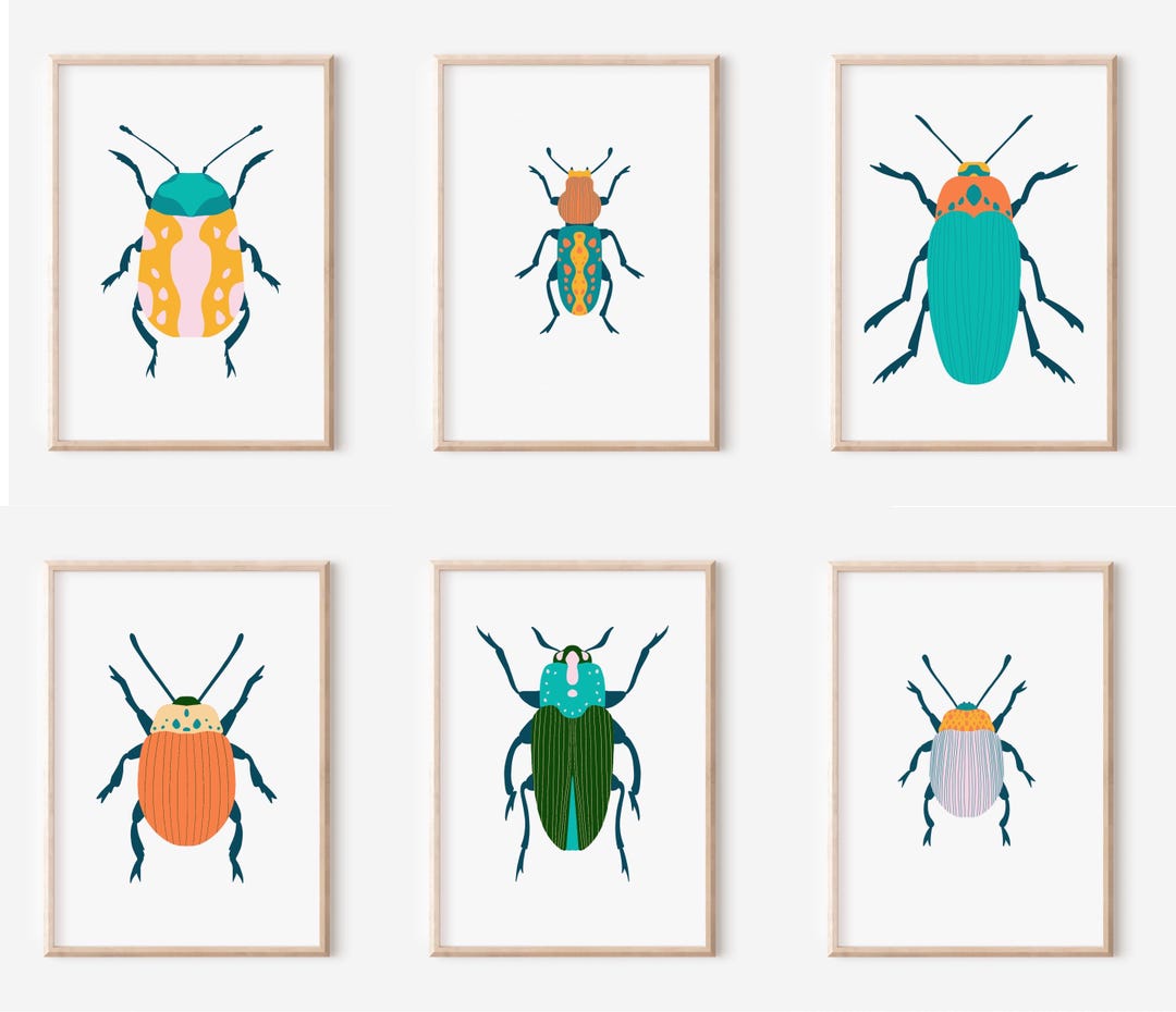 Bold Beetle Illustration Print Pick Your Own Set of 3, A5,A4, Insect ...