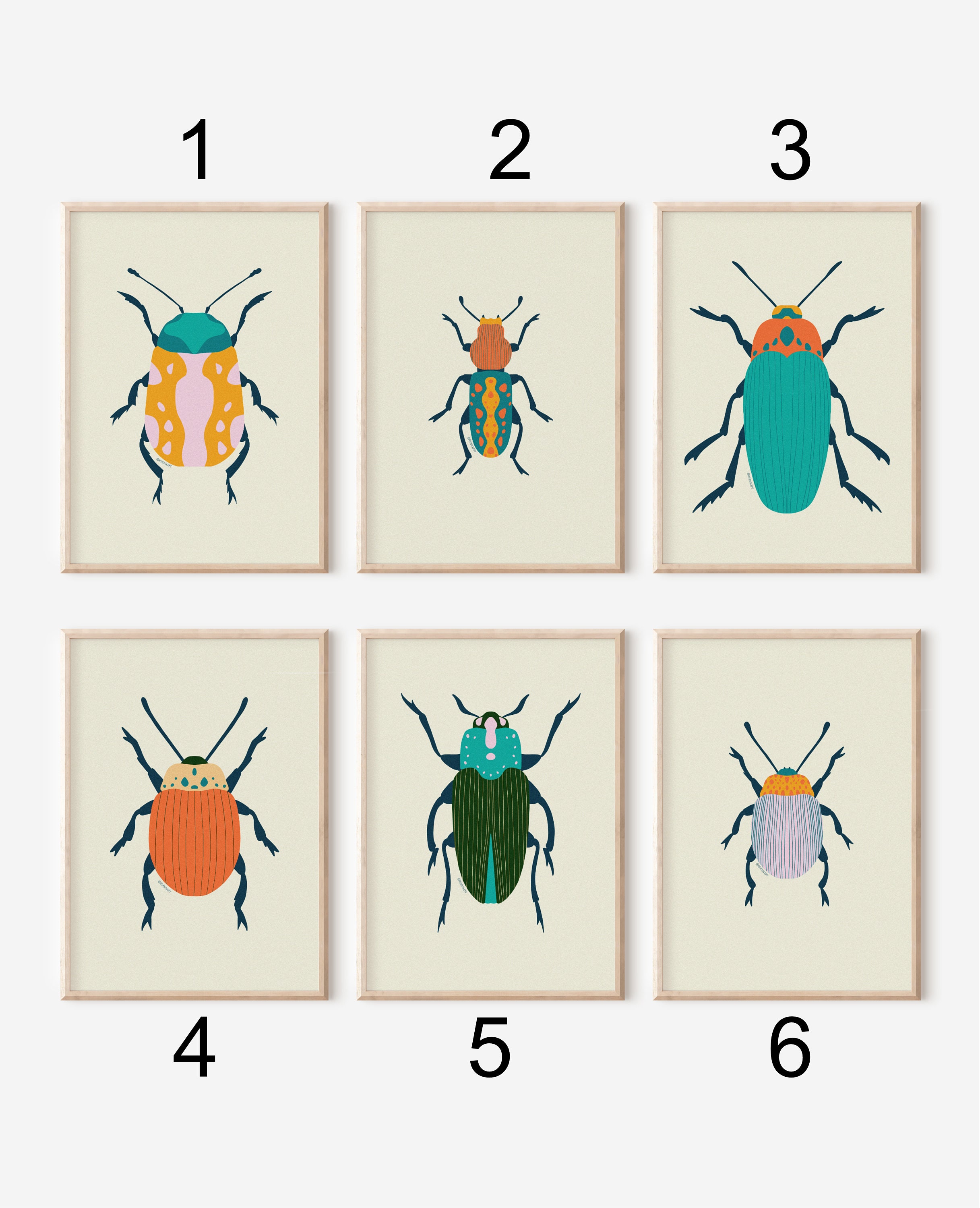 Bold Beetle Illustration Print Pick Your Own Set of 3, A5,A4, Insect ...