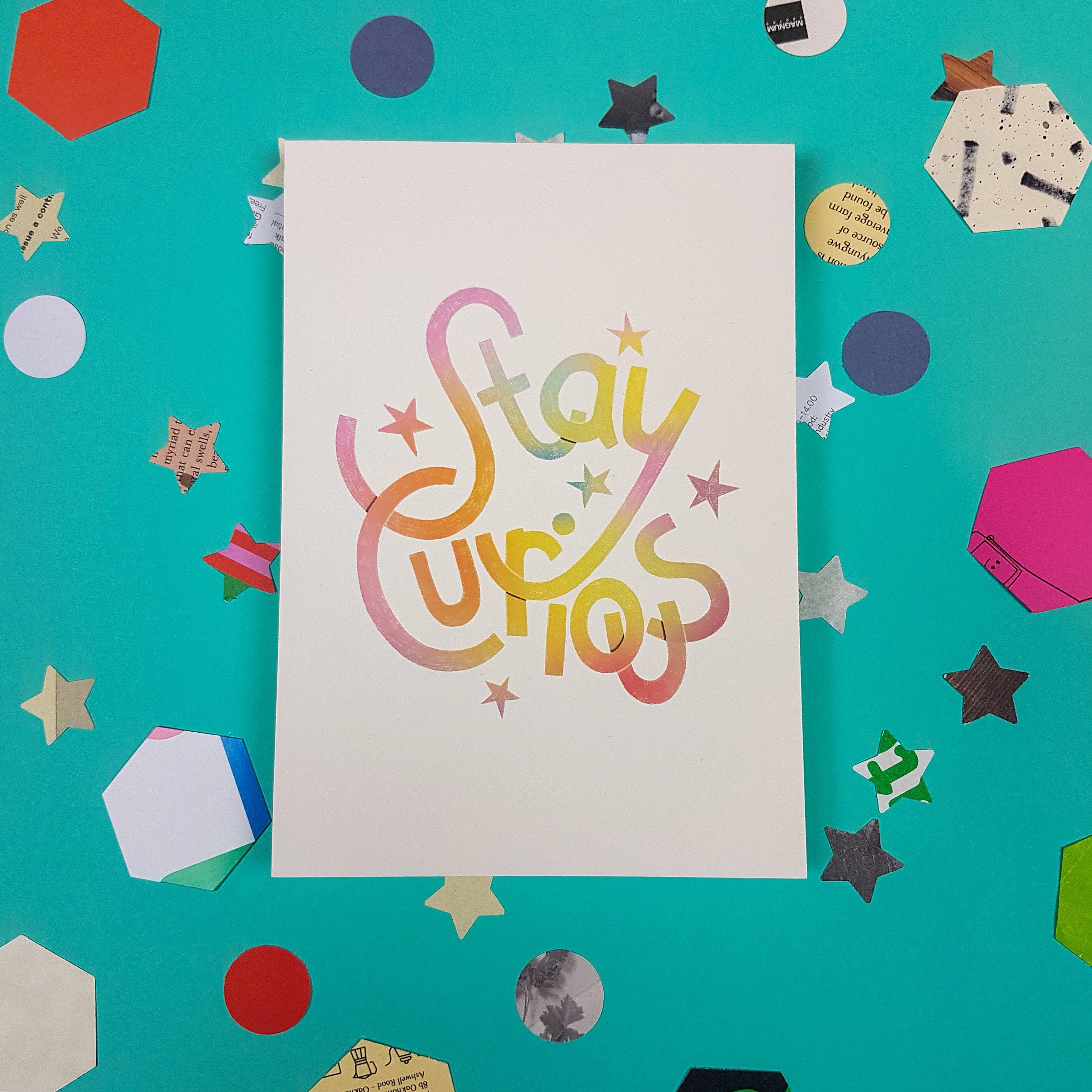 Stay Curious Illustration Print A4/A5/A6, Feier, Affirmation, Slogan ...