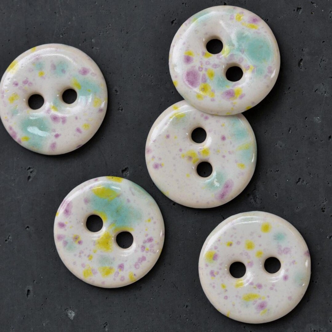 25 Mm Ceramic Buttons Confetti White - Etsy