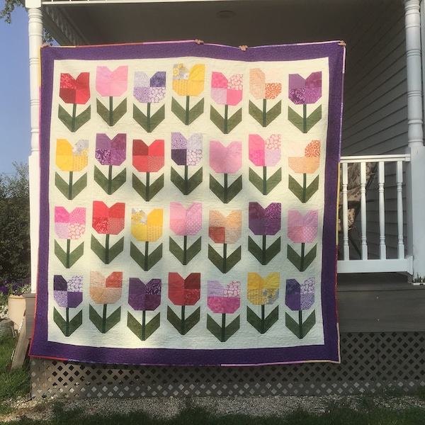 Tulip Patchwork Quilt - Etsy