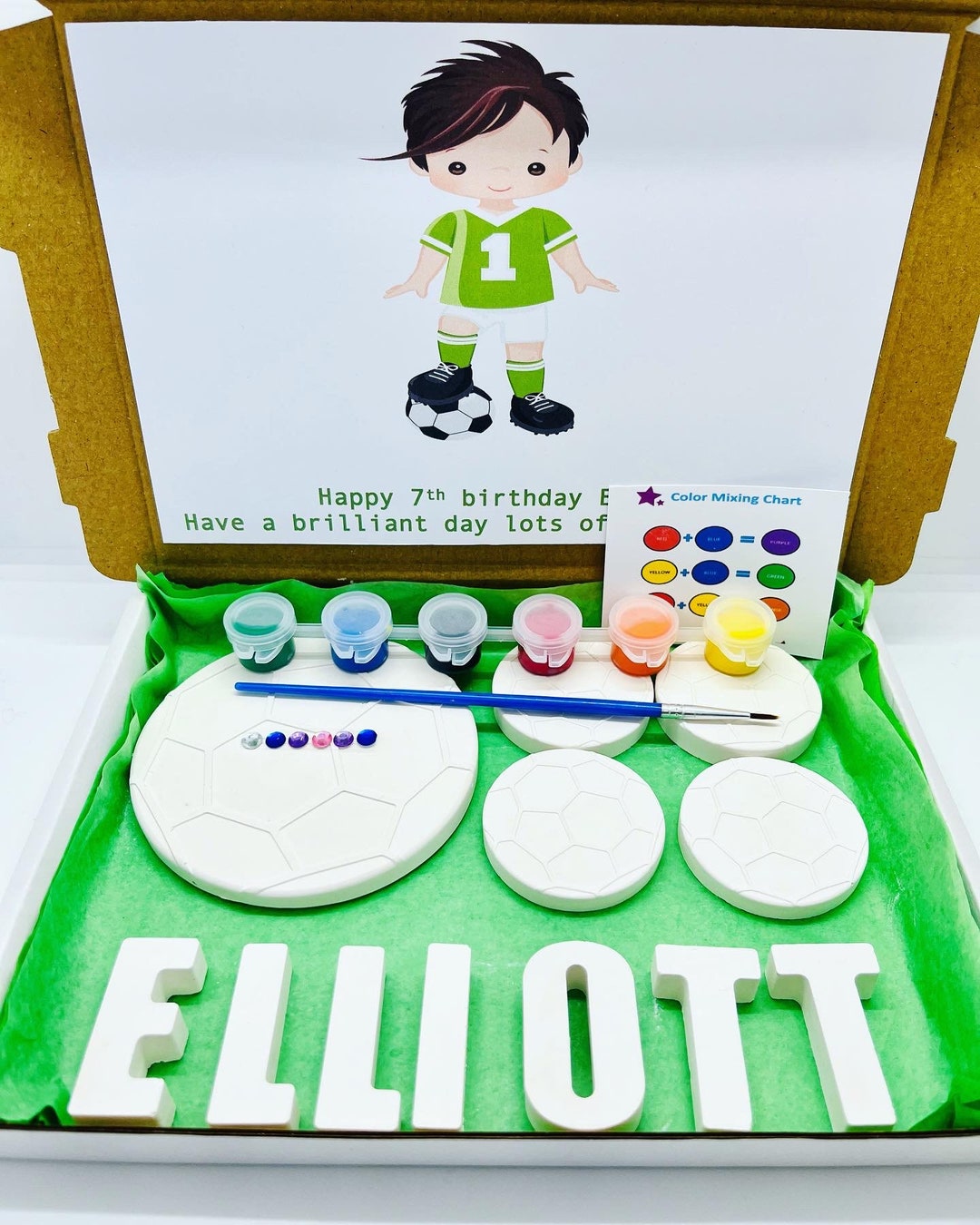 Childrens Personalised Football Pottery Painting Arts & Crafts Activity ...