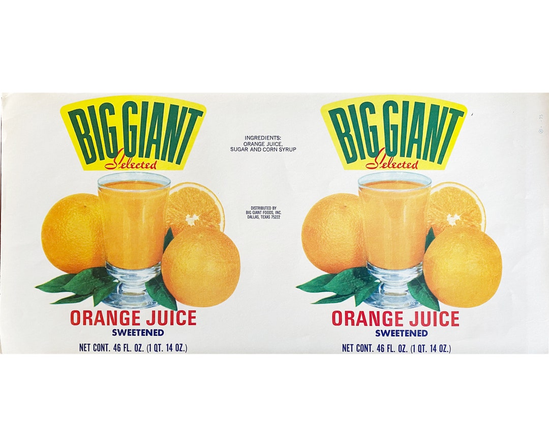 Big Giant Orange Juice Label Original - Etsy