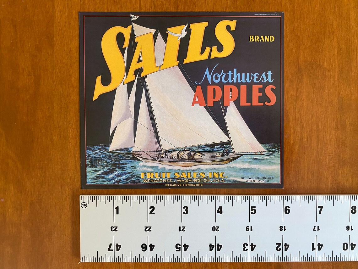 Sails Brand Northwest Apples Label Original - Etsy
