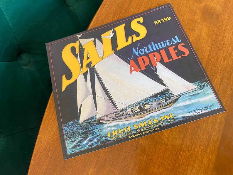 Sails Brand Northwest Apples Label Original - Etsy