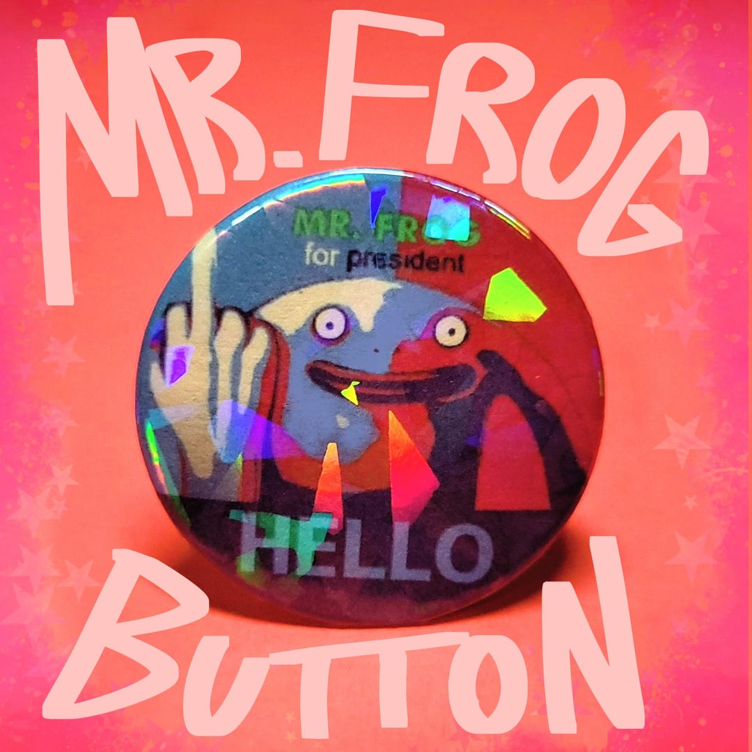 Mr. Frog for President Smiling Friends Button - Etsy