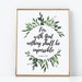 For With God Nothing is Impossible Wall Art Print, Luke 1:37 Wall Art ...