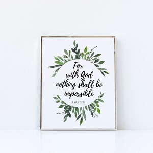 For With God Nothing is Impossible Wall Art Print, Luke 1:37 Wall Art ...