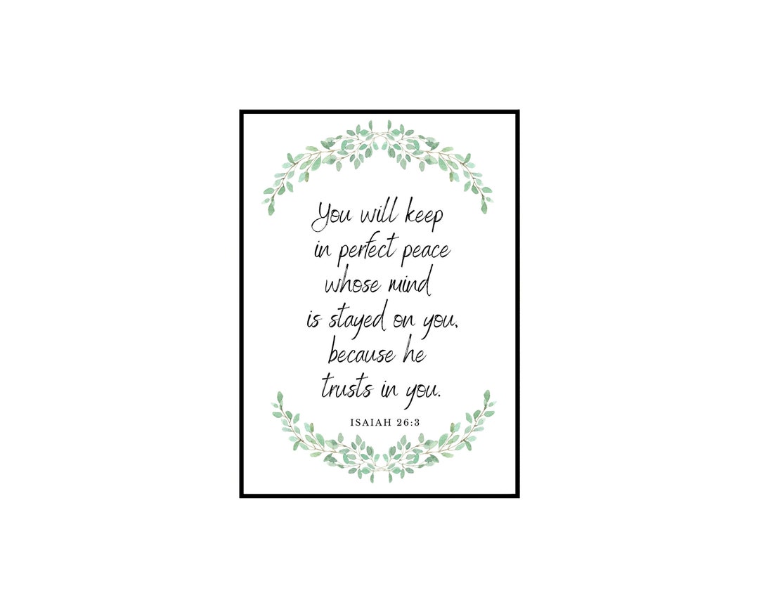 Isaiah 26:3 Wall Art, You Will Keep in Perfect Peace, Bible Verse Wall ...