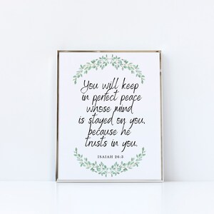 Isaiah 26:3 Wall Art, You Will Keep in Perfect Peace, Bible Verse Wall ...