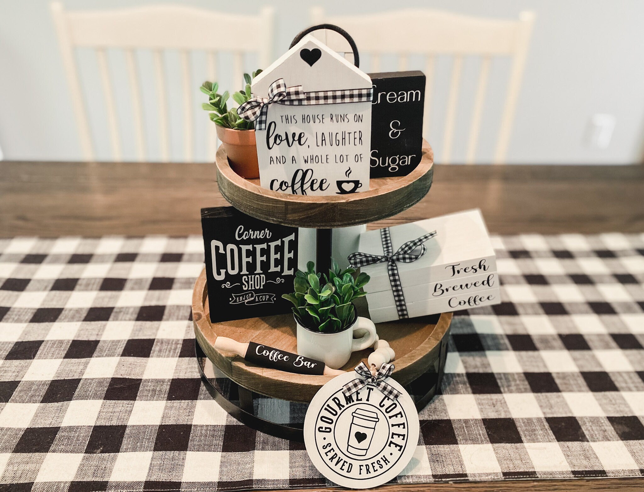 Coffee Tiered Tray Decor Farmhouse Coffee Bar Tiered Tray - Etsy