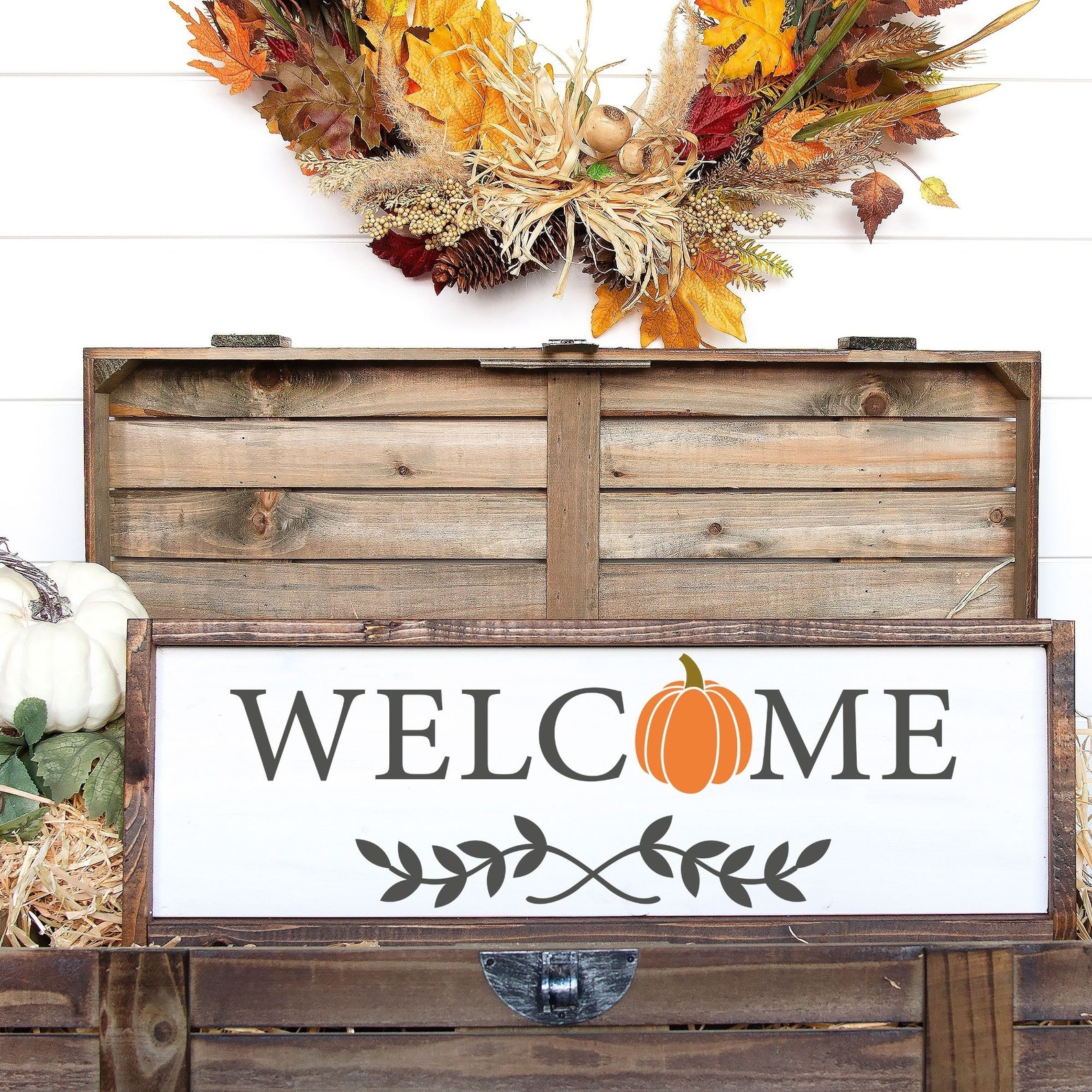 Fall Welcome Sign Pumpkin Welcome Sign Fall Farmhouse Wall | Etsy