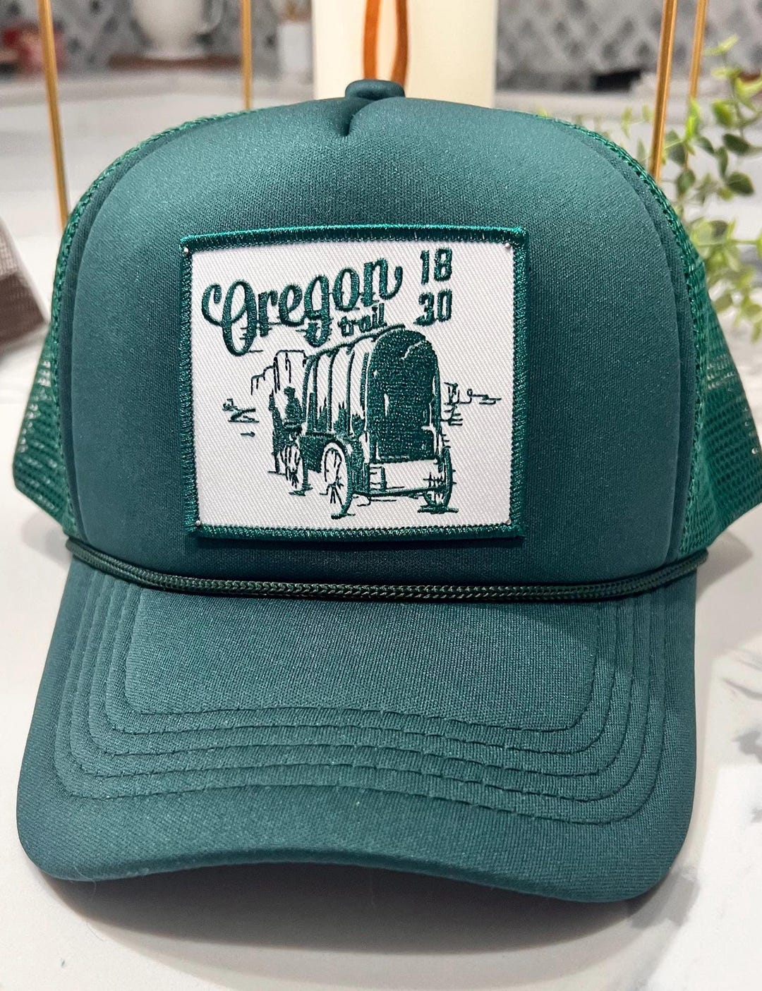 Oregon Trail Forest Green Trucker Hat With Mesh Back and Adjustable ...