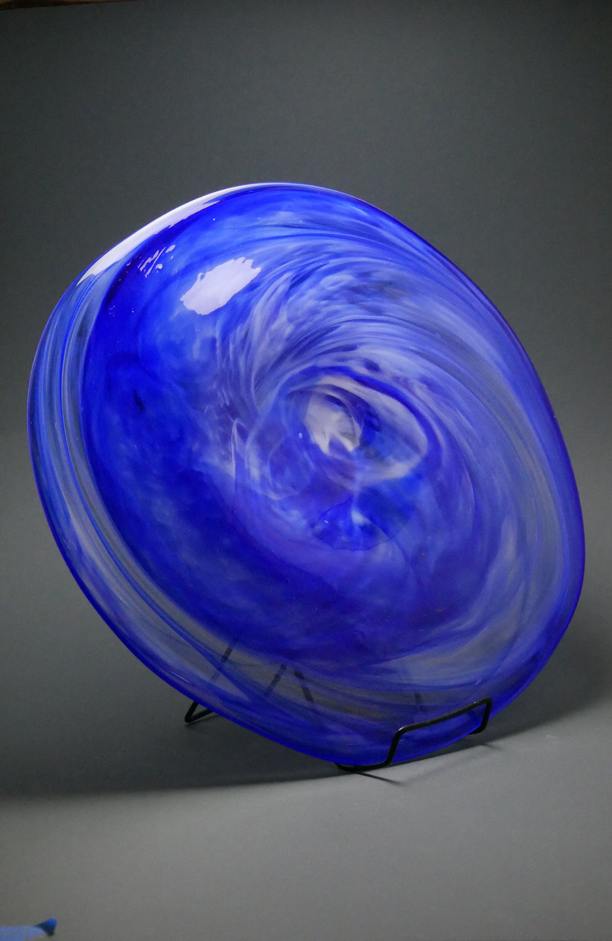 Blue Glass Platter, Blue Swirl Platter, Blown Glass Platter - Etsy